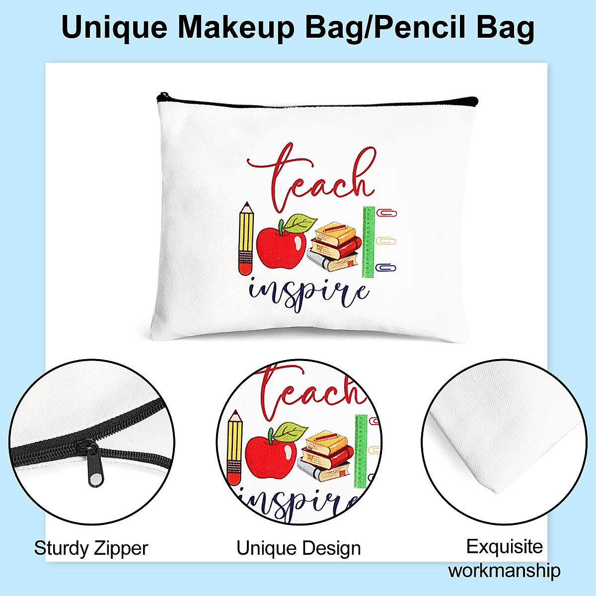 Teacher Appreciation Gifts,Best Teacher Gifts for Women,Teacher Retirement Graduation Gifts with 20 OZ Wine Tumbler,Unique Makeup Bag Gifts for Teachers,Thank You,Birthday,Christmas Gifts