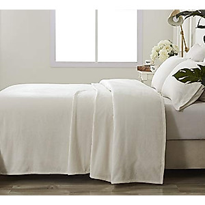 Cozy Fleece Super Soft and Plush Flannel Fleece Blanket, Ivory, Full/Queen