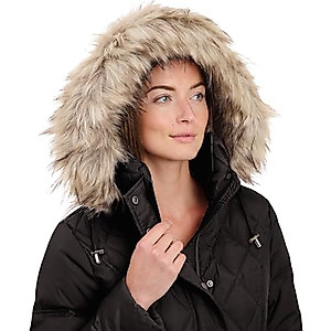 London Fog Women's Plus Size Diamond Quilted Down Coat, Black, 2X