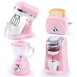 Kids Toy Kitchen Sets, Play Kitchen Accessories for Kids Ages 4-8 3-5, Kitchen Appliance Toys, Blender, Coffee Maker Machine, Mixer, Toaster, Pretend Play Toys for 4 Year Old Girls Toddlers 3-5