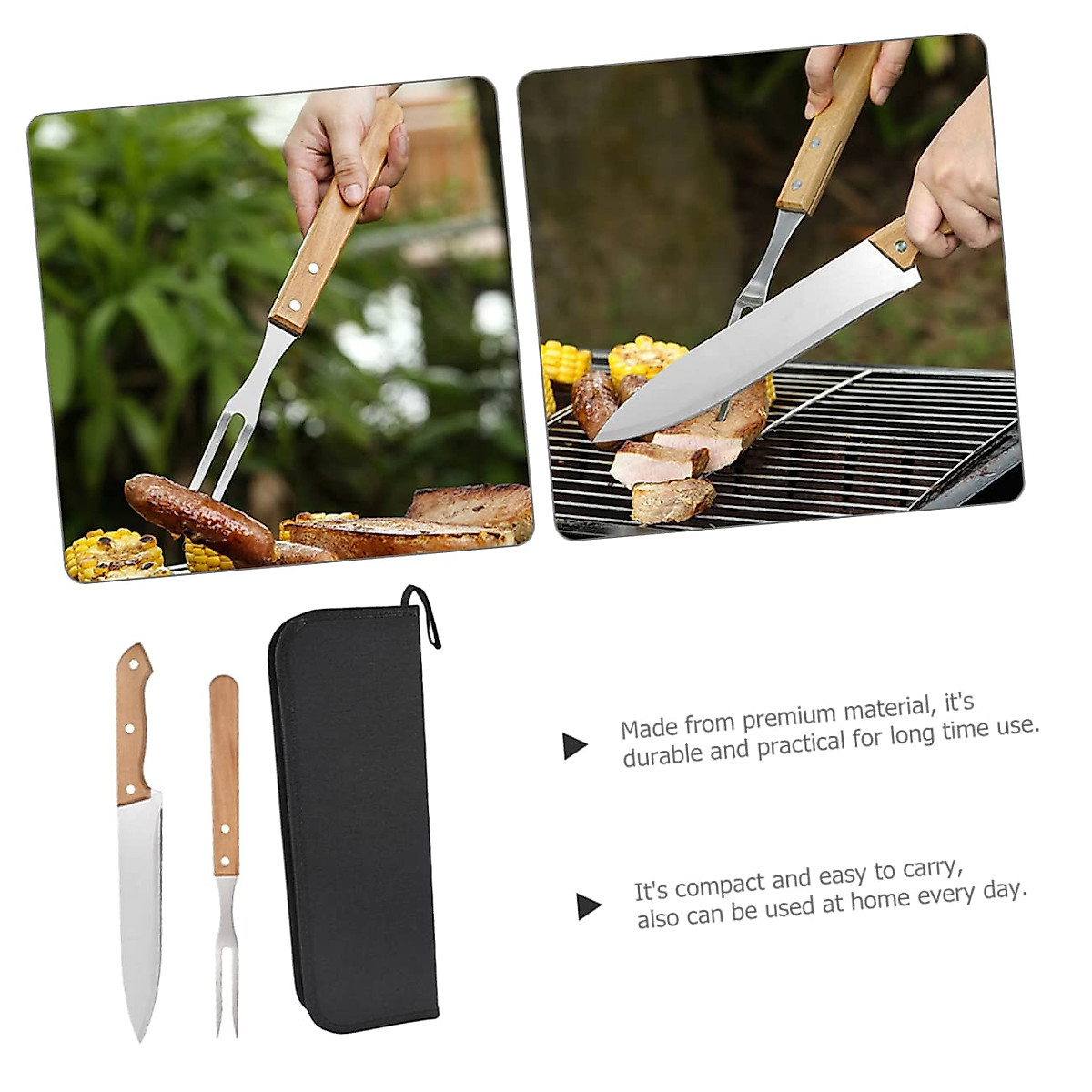 Happyyami 1 Set Barbecue and Fork Tools Poultry Serving Fork Chef Carving Fork Barbecue Cutter Grilling Accessories Kit Barbecue Kitchen Fork Stainless Steel Travel Chicken Household