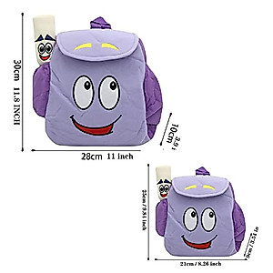 Dora Explorer Backpack Adult Bag Toy Rescue Plush Bag with Map School Bookbag Shoulder Bag Laptop Backpack (Large(13.8*13.8*3.9in))