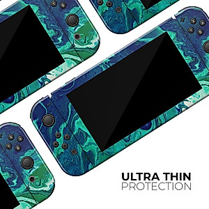 Design Skinz - Compatible with Nintendo Switch Console Bundle - Skin Decal Protective Scratch-Resistant Removable Vinyl Wrap Cover - Teal Oil Mixture