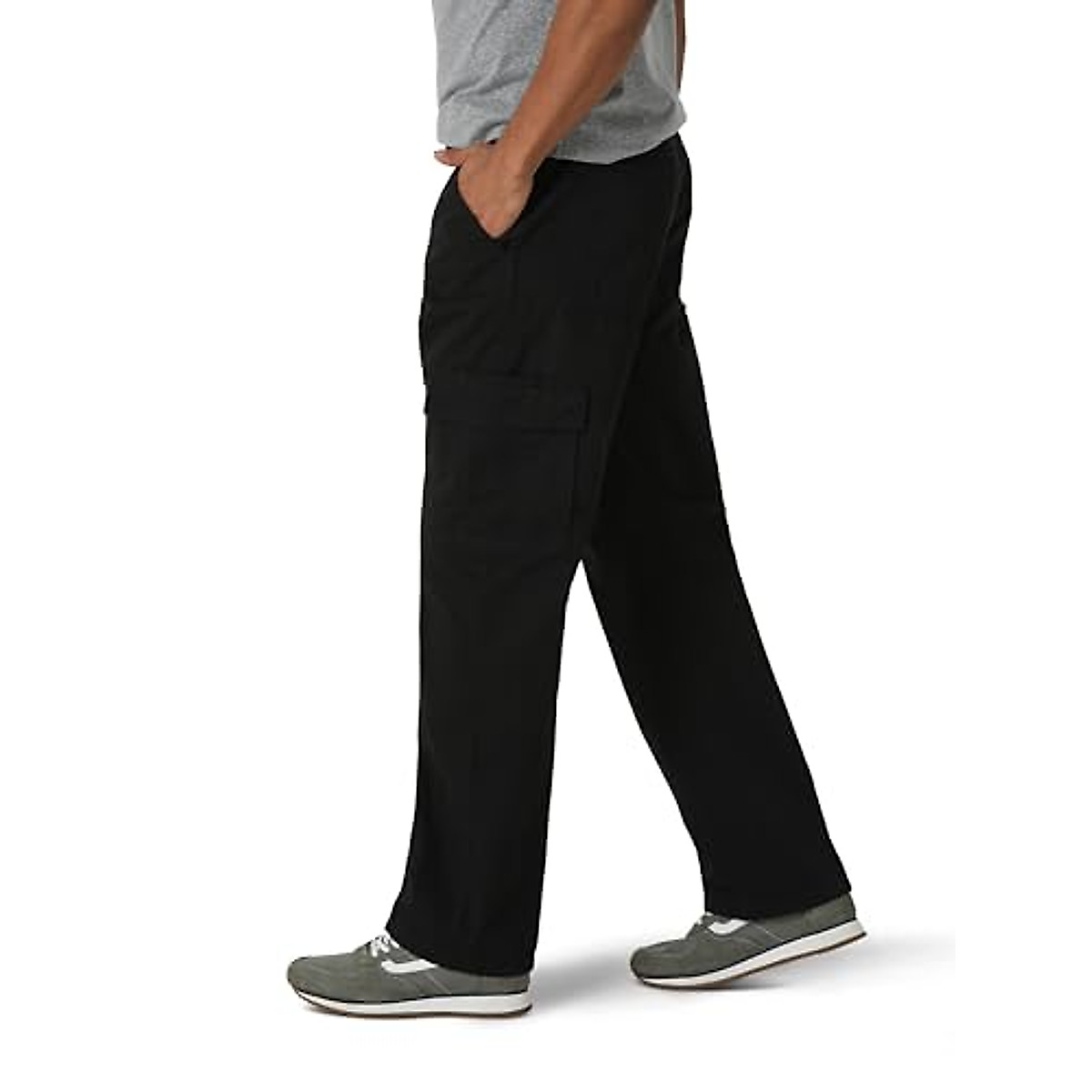 Wrangler Authentics Men's Big & Tall Relaxed Fit Cargo Pant (Logan), Black Twill, 44W x 30L