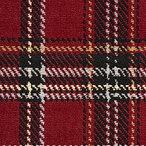 Nourison Grafix Red 7' x 10' Area Rug, Modern, Plaid, Bed Room, Living Room, Dining Room, Kitchen, Easy Clean, Non Shedding (7x10)