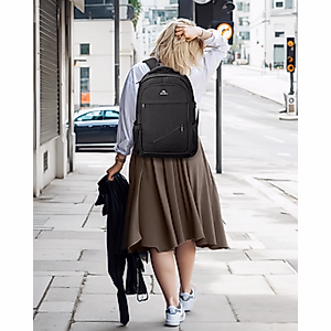 MATEIN 15.6 Inch Backpack for Traveling On Airplane for Women Men, Professional Business Laptop Backpack with Multiple Organization Pockets Water Resistant Casual Daypack, Black