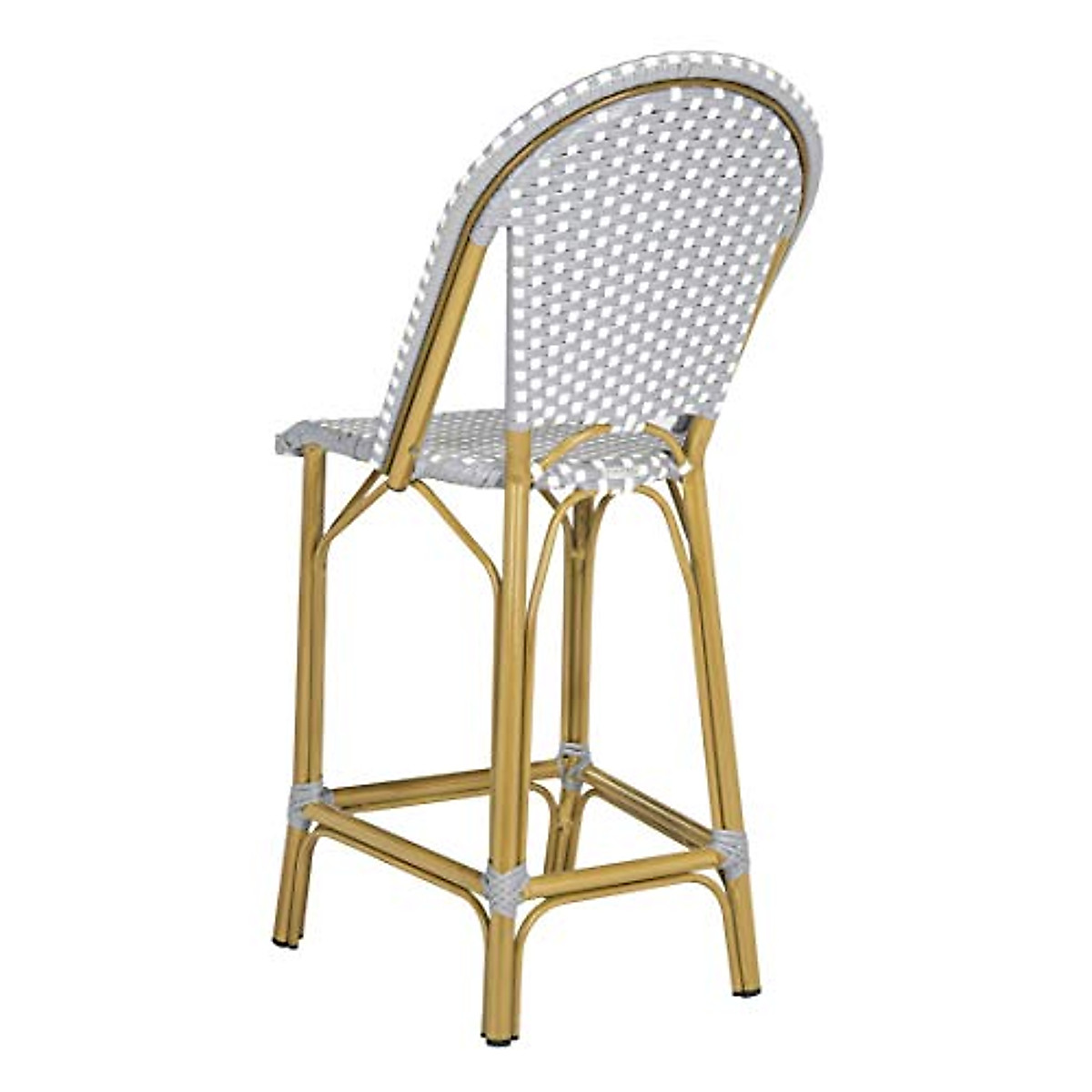 Safavieh PAT4019B Collection Gresley Grey and White Indoor/Outdoor Stacking French Bistro Counter Stool