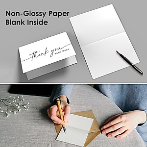 100 PACK Thank You Cards Bulk with Kraft Envelopes and Matching Stickers, 4x6 Inch Blank Greeting Cards Suitable for Small Business, Baby Shower Wedding, Graduation, Bridal Shower, Funeral, Engagement