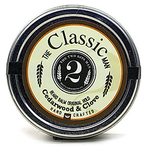 The Classic Man Beard Balm- Cedarwood and Clove - Essential Oil Scented Beard Conditioner and Styling Balm by The 2Bits Man (2 oz.)