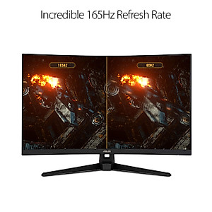 ASUS TUF Gaming VG32VQ1B 31.5” Curved Monitor, WQHD (2560 x 1440), 165Hz (Supports 144Hz), 1ms, FreeSync Premium/Adaptive-sync, Extreme Low Motion Blur, HDR10, HDMI DisplayPort (Renewed)