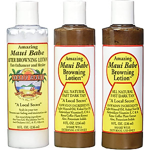 Maui Babe Tanning Pack (2 Browning Lotions 8 oz, 1 After Browning Lotion 8 oz), (Pack of 3)