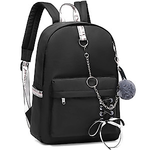 Spotted Tiger School Backpack for Girls Backpack School Bag Bookbag Cute Travel Backpack for Teen Girls Women (Black)