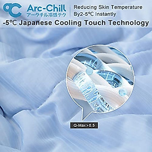 OIGAE Cooling Comforter King Size, Double Sided Cooling Blanket with Q-Max > 0.5 Arc-Chill Cooling Fiber, Lightweight Cooling Summer Comforter Quilt for Hot Sleeper Night Sweats, 90" x 108", Blue