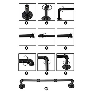 Industrial Pipe Clothing Rack, Wall Ceiling Mounted Clothes Garment Rack 30'', Black Iron Pipe Clothes Hanging Bar, Heavy Duty Metal Hanging Rod for Retail Display Closet Storage and Laundry Organizing