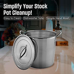 MARBELLA 12 Quart Stainless Steel Stockpot with Lid Food Grade Heavy Duty Multipurpose Stock Pot for Stew, Simmering, Soup Pot, Gas and Dishwasher Safe Rust Free Cookware Silver