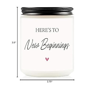 New Beginnings Gifts for Women, Going Away, Goodbye, Farewell Gifts for Coworkers, Congratulations New Job Gifts, Divorce Gifts for Women, Handmade Lavender Natural Soy Wax Candle Gifts (7oz)