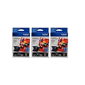 Brother Printer bALxk LC71BK Standard Yield Ink, Black (3 Pack)