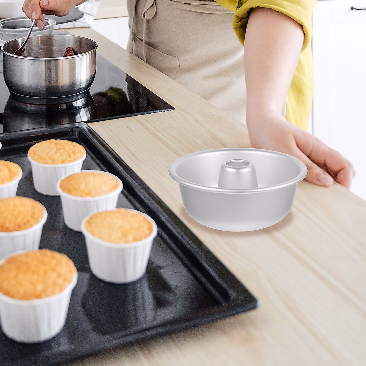 ifundom Cake Pan Nonstick Bakeware Food Cake Pan Home Baking Cake Pans Round Cake Pans Aluminum Alloy Cake Pan Set for Home Party