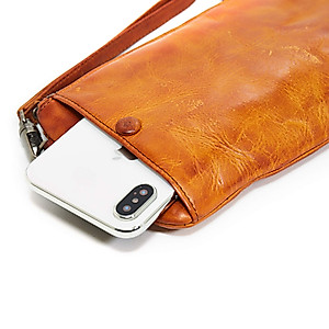 Ancicraft Womens Wallet Wristlet Leather Zippered Clutch Bag Phone Pouch with Snap Credit Card Holder Black Gift