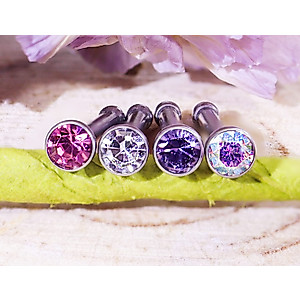 Kridzisw 18G Nose Rings for Women Stainless Surgical Steel Opal Diamond Silver Nose Ring Studs Corkscrew Screw Twist Spiral Nose Nostril Piercing Studs Hook Piercing Jewelry for Women Men 1.5mm