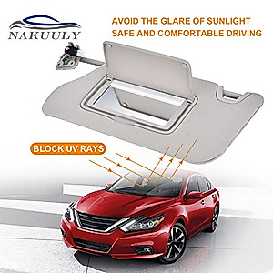 Nakuuly Left Driver Side Sun Visor Gray with Light, Without Sunroof Compatible with Nissan Altima 2013 2014 2015 2016 2017 2018 Replaces # 96401-3TA2A