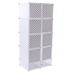 DYRABREST Simple Portable Wardrobe Closets Bedroom Armoire, White Modern Closet 8 Cube Shelf, Storage Organzier Clothes, Fashion Armoire Cabinet, Bedroom Armoires