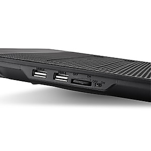 Thermaltake Massive 14 Steel Mesh Panel Dual 140mm Blue LED Fan Adjustable Speed Control 10"-17" Laptop Notebook Cooling Pad CL-N001-PL14BU-A,Black