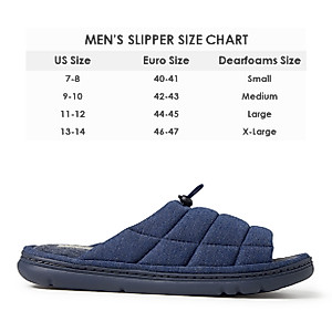 Dearfoams mens Adrian Quilted Memory Foam Sweatshirt Slide Slipper, Navy, Large US
