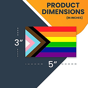 Magnet Me Up Flag Progress Pride Gay Pride Rainbow Flag Car Magnet Decal, 3x5 Inches, 2 Pack, Heavy Duty Automotive Magnet for Car Truck SUV, in Support of LGBTQ