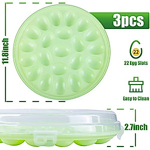 HANSGO 3PCS Deviled Egg Platter and Carrier With Lid - 66 Egg Slots for Parties and Home Kitchen