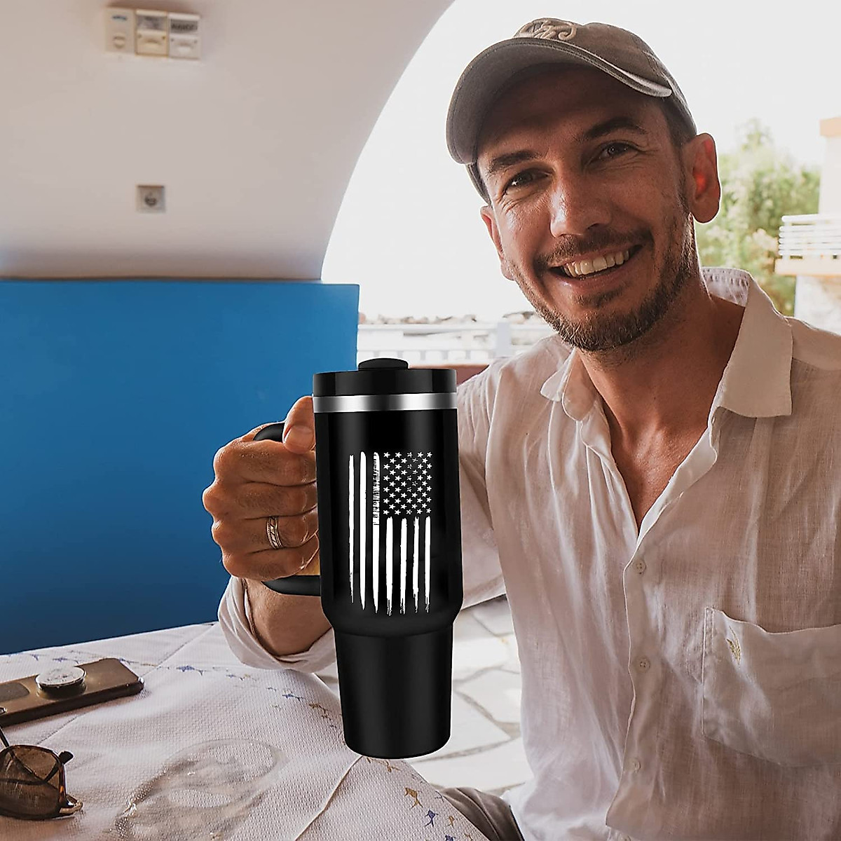 40 oz Tumbler with Handle and Straw Lid for Father's Day Gifts,Birthday Gifts for Men,Retirement Gifts for Men Stainless Steel Travel Tumbler for Hot and Cold Beverages