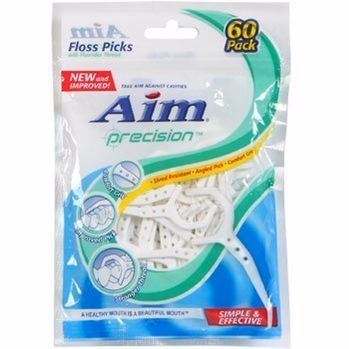 Aim Precision Floss Picks, 60-ct. Packs (Pack of 5)