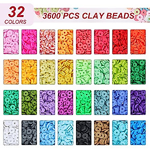 QUEFE 6300pcs 32 Colors Clay Beads, Bracelet Making Kit for Girls, 6mm Heishi Beads for Jewelry Making