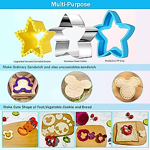 Makmeng Uncrustables Sandwich Cutter for Kids, 30Pcs Cookie Cutters and Sealer Set, Bread Pancake Sandwich Maker for Kids Bento Lunch Box - Vegetable Fruit Cutter Mold with Sandwich Bags & Forks