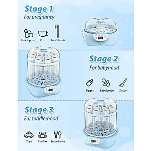 Baby Bottle Warmer and Dryer, Elechomes Electric Steam Warmer, Up to 10 Bottles, Super Large Capacity 600W Fast Bottle Warmer with LED Display, Auto Shut Off, BPA-Free