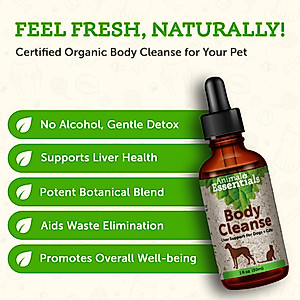 Animal Essentials Body Cleanse - Liver Support for Dogs & Cats, Liver Juice Liquid Drops, Healthy Waste Elimination, Organic Herbs Tincture - 1 Fl Oz
