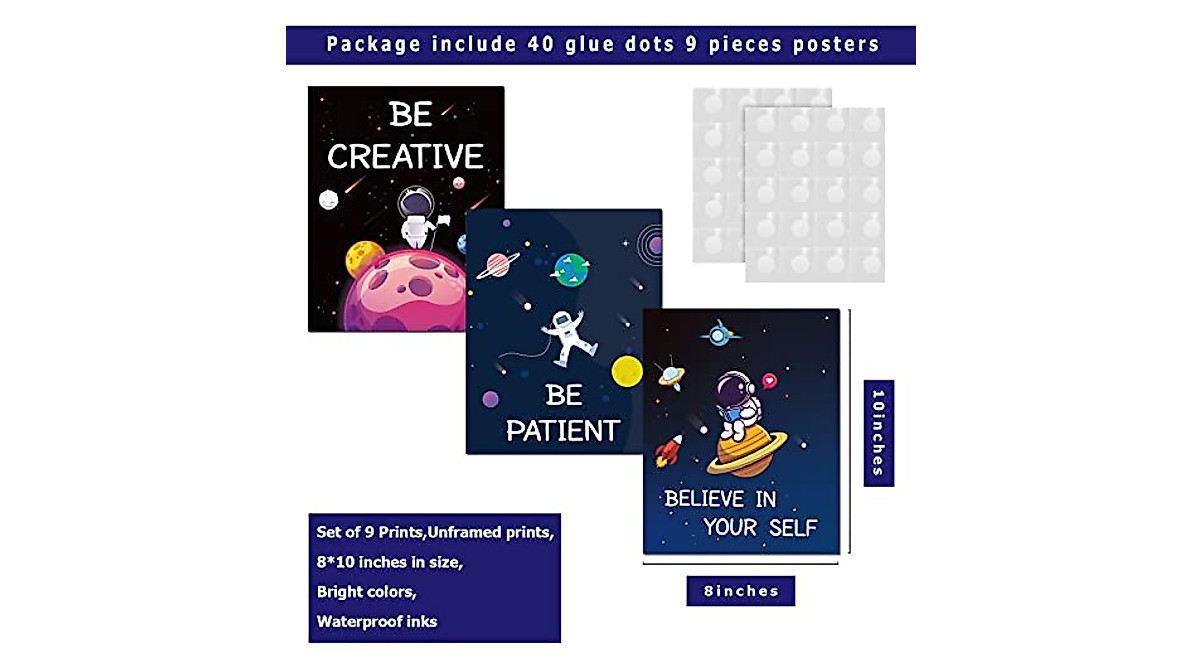 Outer Space Wall Art Prints for Kids Room | Motivational Posters