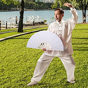 MDDRUIQI Hand Fans for Women Foldable - Rave Fan - 2 Pack Large Folding Fan | Halloween Party Favors - Nylon-Cloth Vintage Retro Fabric Fans Chinese Kung Fu Tai Chi Festival Dance Hand Held Fan