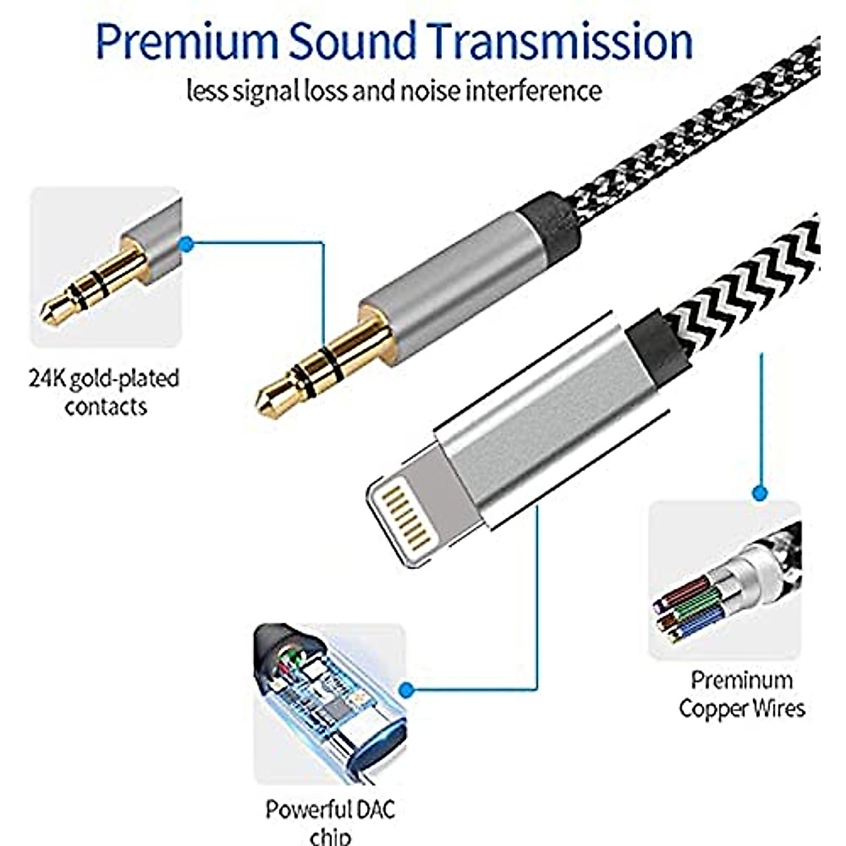 [Apple MFi Certified] iPhone to 3.5mm Car AUX Stereo Audio Cable (3FT/1M), Lightning to 3.5mm Nylon AUX Adapter Compatible with iPhone 14/13 Pro/12/11/XS/XR/X 8 7/iPad to Home Stereo/Speaker/Headphone
