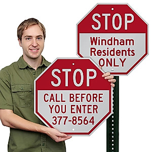 SmartSign Custom STOP Sign 18"x18" 3M Laminated EG Reflective 80 mil Aluminum, Personalized Metal Sign for Outdoor, Parking Lots, Gate, Garages, USA-Made