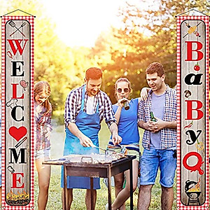 Babyq Baby Shower Decoration Sign Banner Baby Q Banner BBQ Themed Baby Shower Gender Reveal Birthday Party Decorations Supplies for Boy Girl