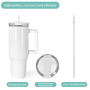 Icesip 40 oz Sublimation Tumblers 20 Pack with 5 Color Handle Lid and Straw Stainless Steel Double Wall Vacuum Insulated Travel Mug Cup Bulk Sublimation Blank for DIY Gift