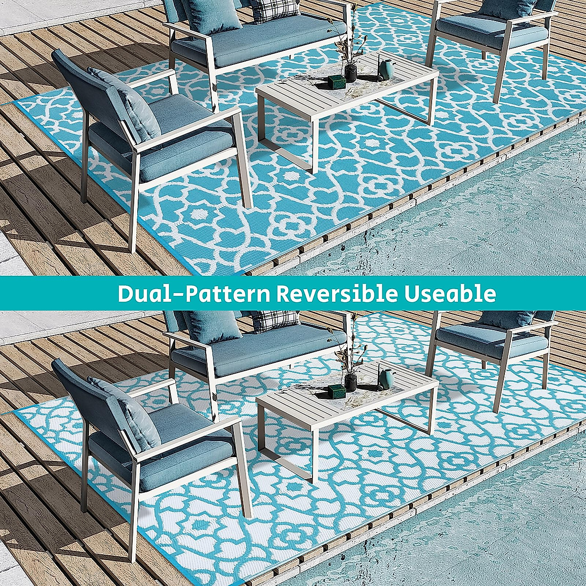 HEBE Outdoor Rug 5'x8' for Patios Waterproof Clearance Reversible Patio Mat Plastic Straw Rug RV Camping Mat Outside Area Rug Carpet for Camping RV,Porch,Deck,Balcony,Camper,Backyard