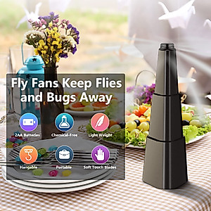 VENOAL Fly Fans for Tables,Fly Repellent with Soft Blades Keep Flies Away,Portable Fly Fans Indoor Outdoor with Hook,Table Top Fly Fans for Picnic,Restaurant,Party,Kitchen,and BBQ