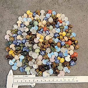 Sierslo 10PCS Mini Natural Rose Quartz All Kinds of Gemstone Carving Crafts Crystal Mushrooms for Home Decoration
