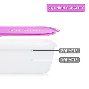 2 Quart Large Ice Cream Container with Lid and Stainless Steel Scoop, Double layer Freezer Storage Container Tub for sorbet and frozen yogurt or gelato, BPA FREE, Dishwasher Safe-Purple Lid