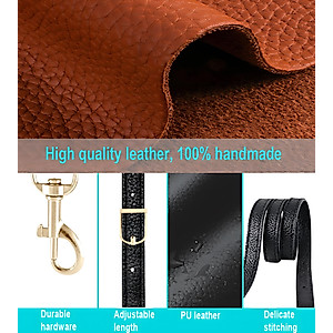 Leather Straps Replacement for Handbags,Purse Strap, Purse Straps Crossbody Replacement Adjustable (Black with Gold Buckle)