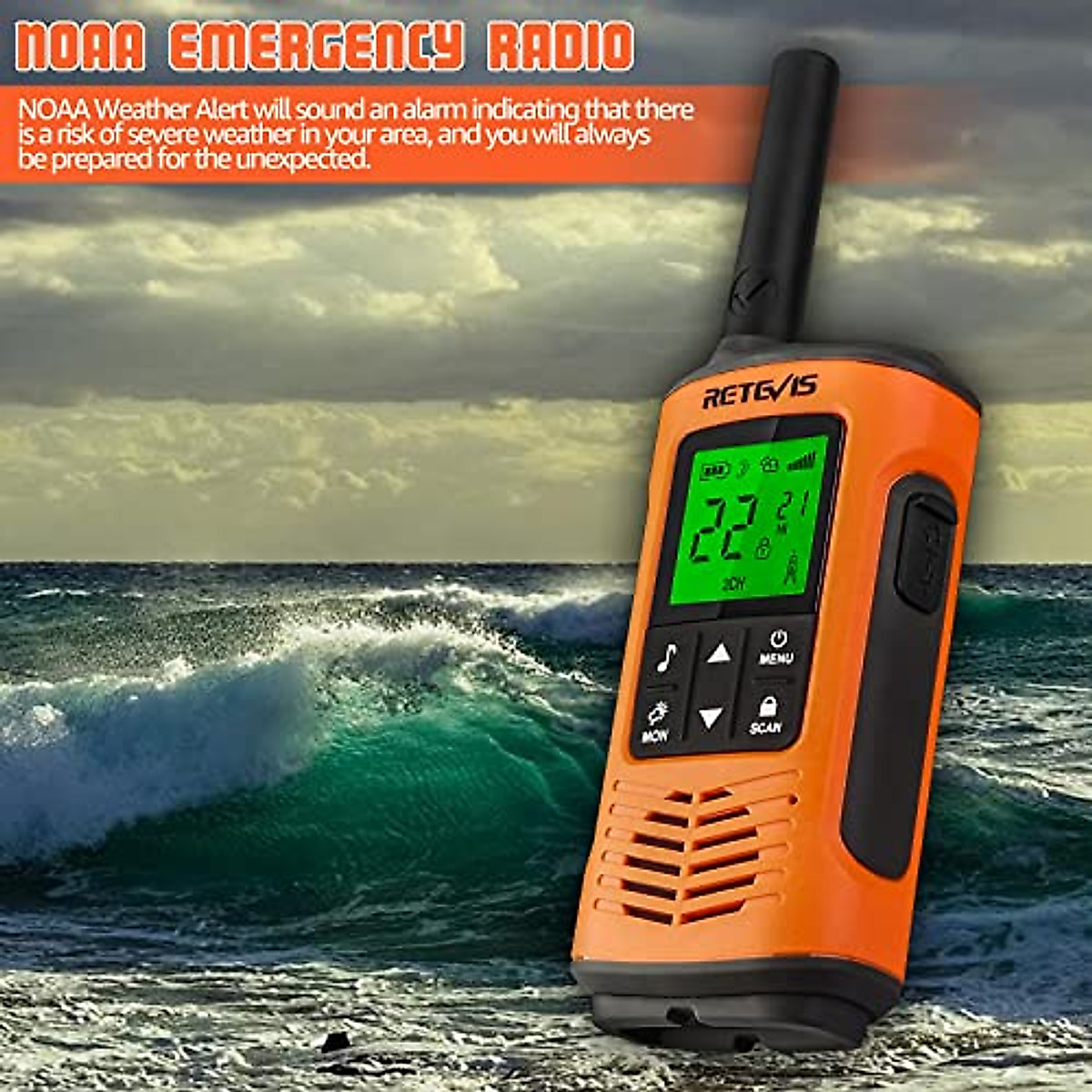 Retevis RT45P Waterproof Walkie Talkies IP67,Rechargeable Two Way Radio for Adults,22CH SOS NOAA,with 1000mAh Battery and USB-C Charger,Long Range 2 Way Radios for Skiing Fishing Boating (2 Pack)