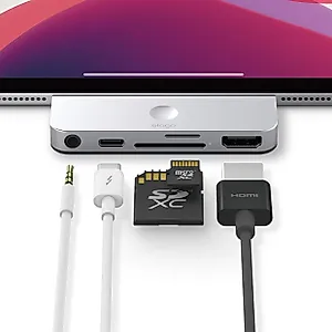 elago Aluminum Type-C Pocket Pro Hub Adapter for iPad/iPad Pro/Other USB-C Devices [4K HDMI, USB-C PD Charging, 3.5mm Audio Jack, SD and Micro SD Slot] (Silver)