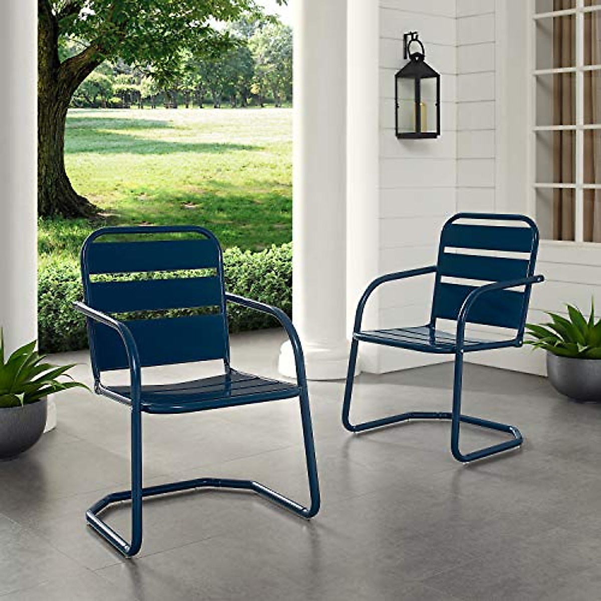 Crosley Furniture CO1030-NV Brighton Retro Metal Chair, Navy